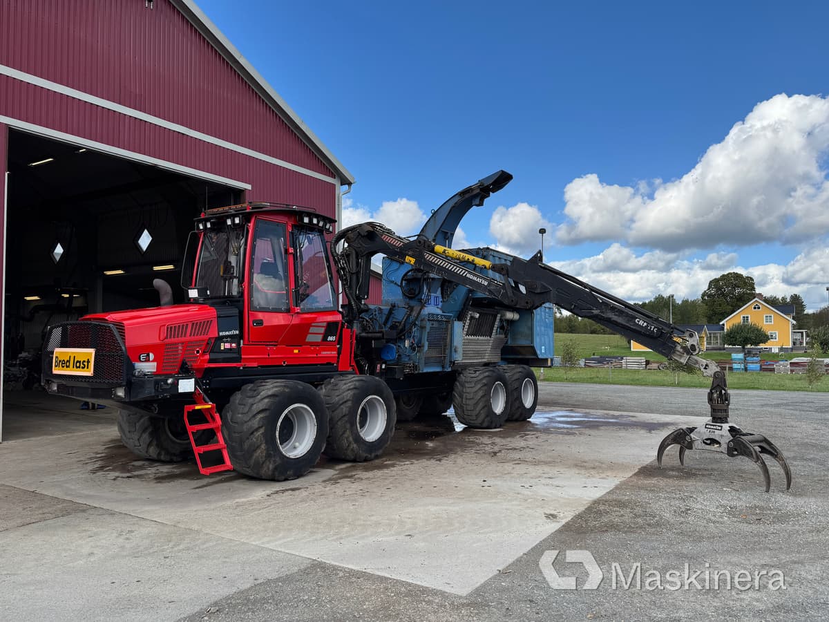 Flisskördare Komatsu 865 med kran & Bruks 805.2 STC flishugg | Maskinera